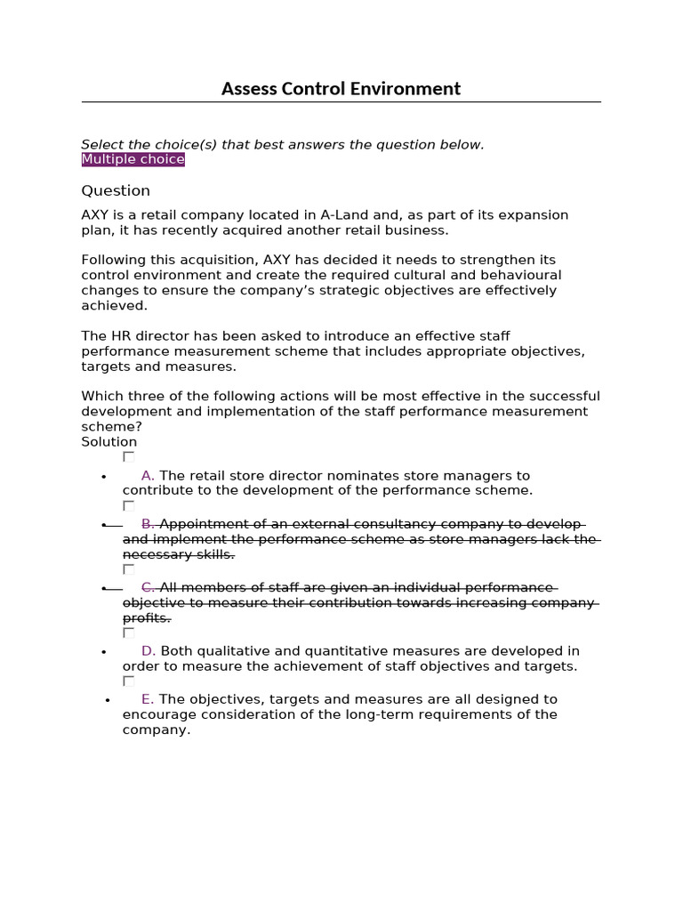 Assess Control Environment | PDF | Internal Control | Business