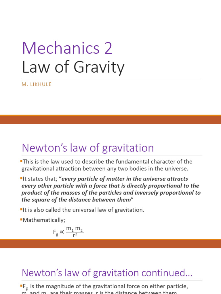 Newton's Law of Gravitation Explained | PDF | Orbit | Gravity