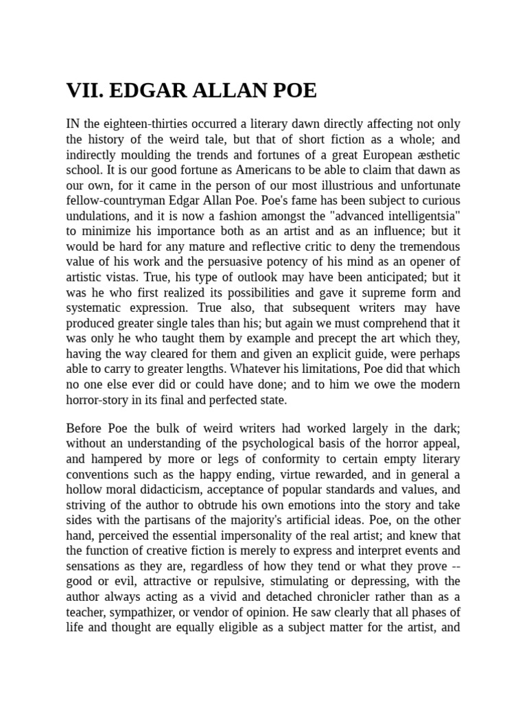 Poe's Influence on Supernatural Horror | PDF | Gothic Fiction | Edgar ...