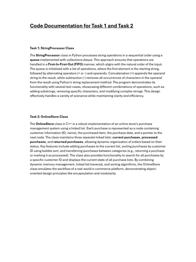 Code Documentation for Task 1 and Task 2 pdf | PDF Code Documentation for Task 1 and Task 2 pdf | PDF
