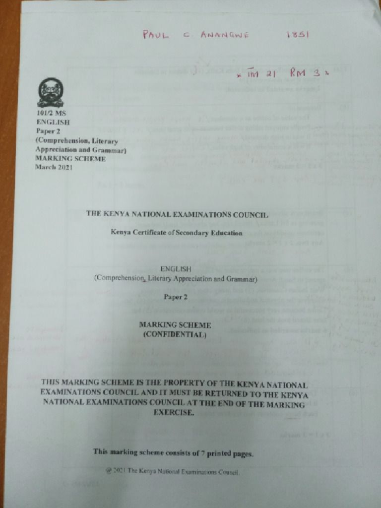KCSE English Paper 2 MS | PDF