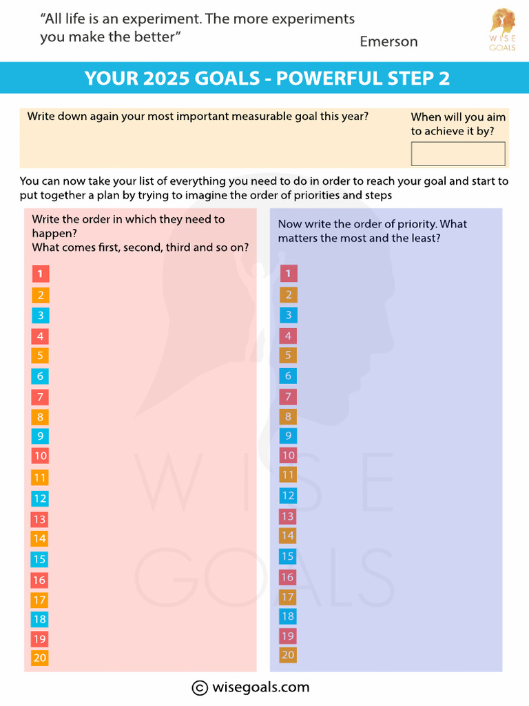 Goal Order and Prioritization Guide | PDF