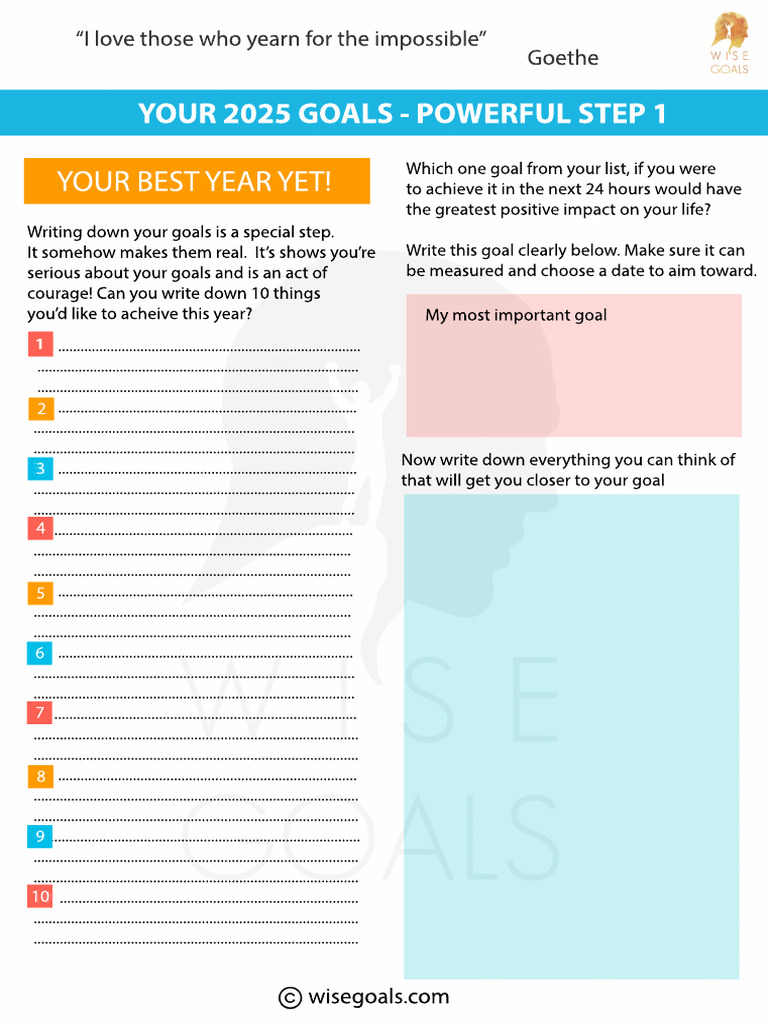 2025 Goal Setting Worksheet | PDF