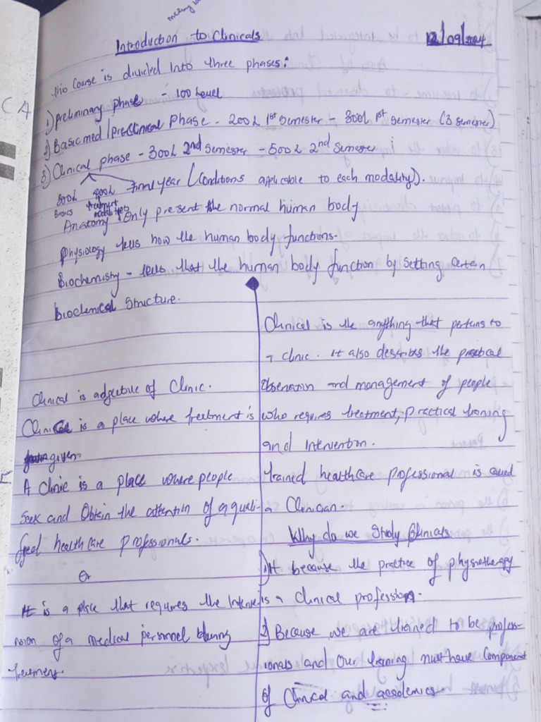 Intro to Clinicals Class Note | PDF