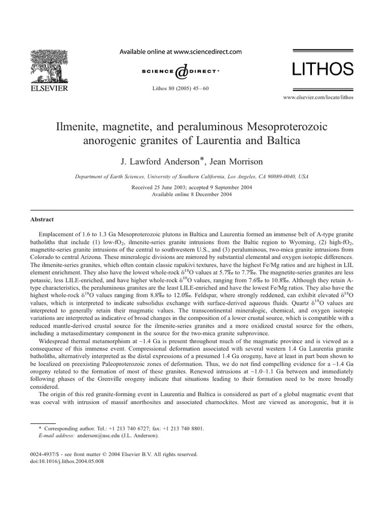 Anderson_Morrison_2005_Ilmenite, magnetite, and peraluminous ...