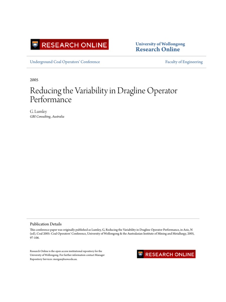 Reducing The Variability in Dragline Operator Performance | PDF ...