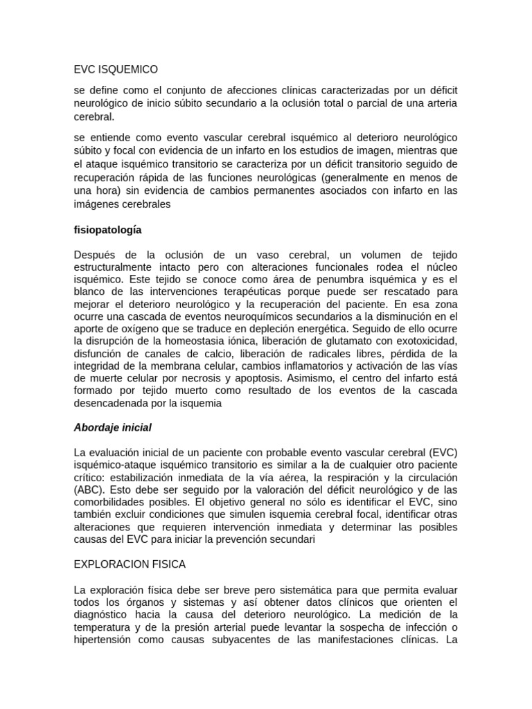 EVC ISQUEMICO | PDF | Isquemia | Carrera