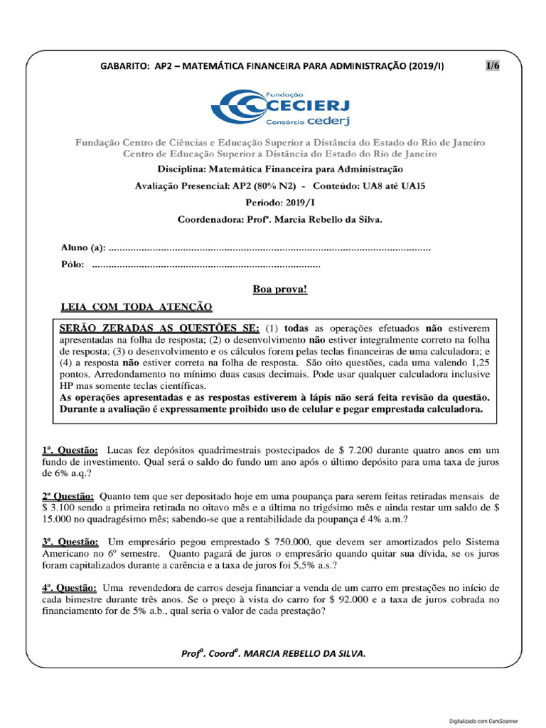 Ap2 Gabarito 2019 I Subst | PDF