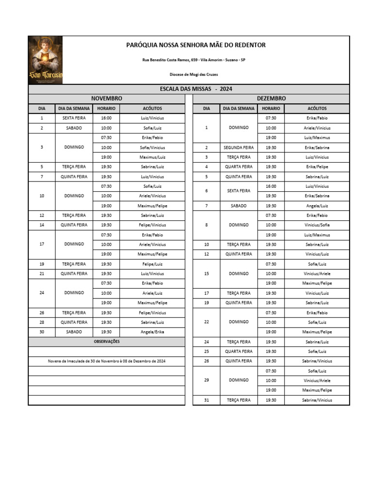 ESCALA DE ACÓLITOS 2024-4(1) | PDF