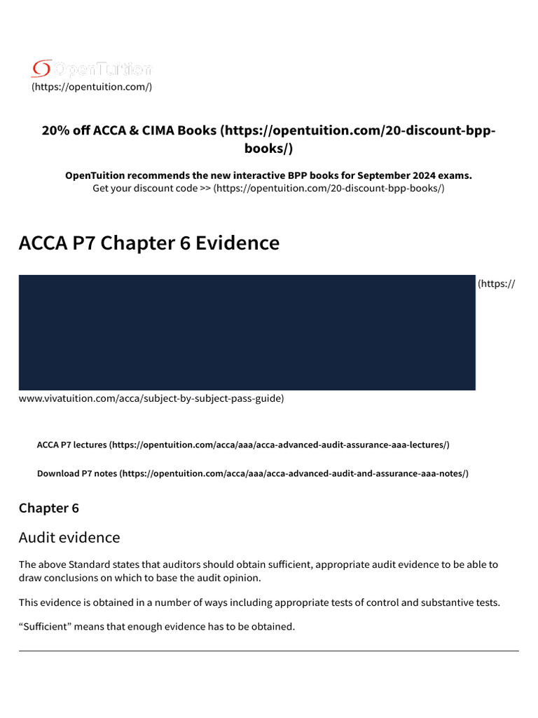 ACCA P7 Chapter 6 Evidence _ Free ACCA & CIMA online courses from OpenTuition | PDF | Audit ...