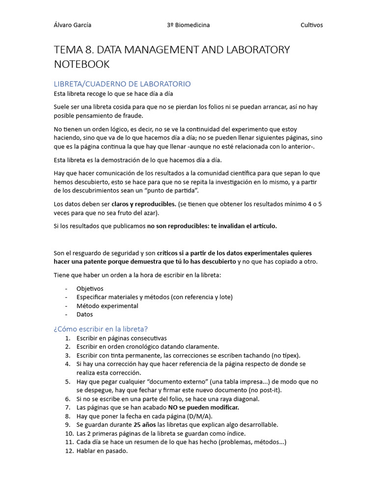 Tema 8. Data Management and Scien | PDF | Experimentar