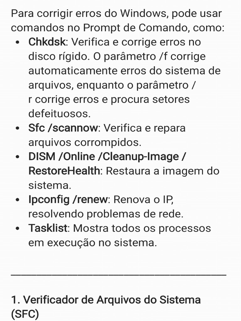 Comando Dos Erros Do Windows | PDF