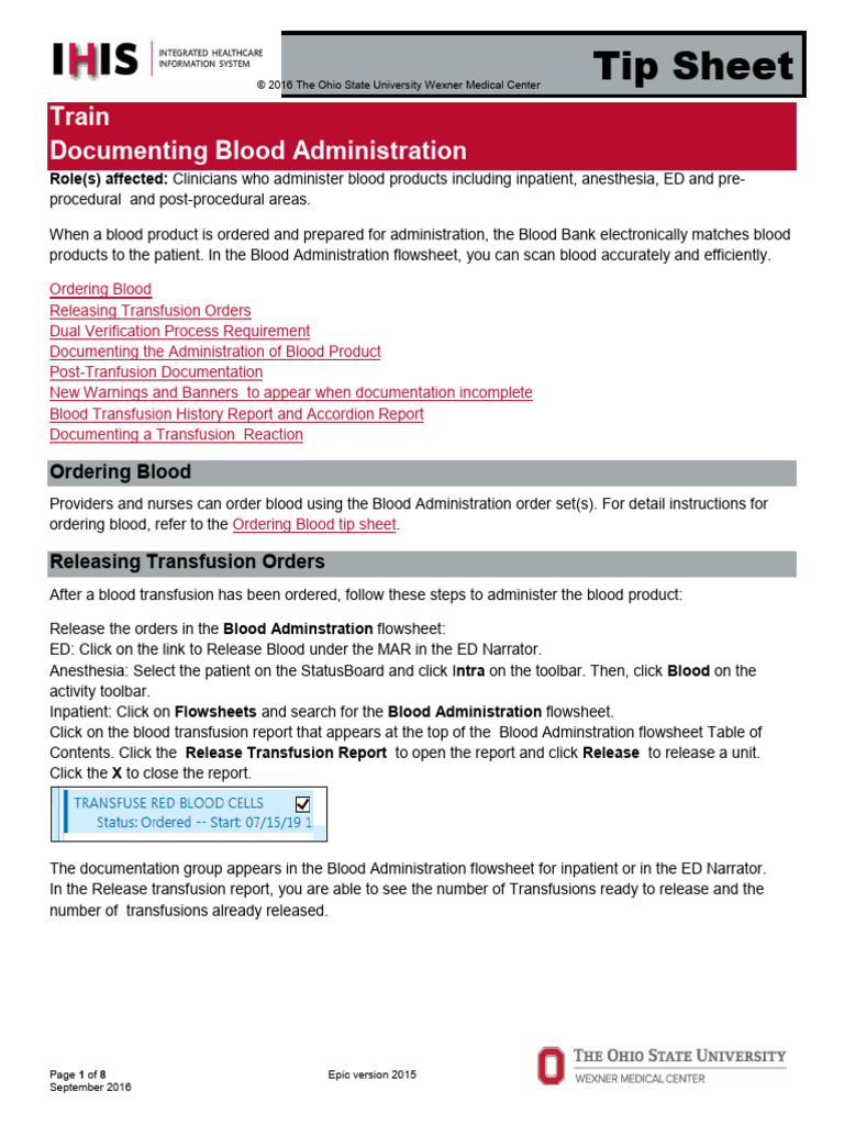 Blood Transfusion Documentation Guide | PDF | Blood Transfusion | Blood ...