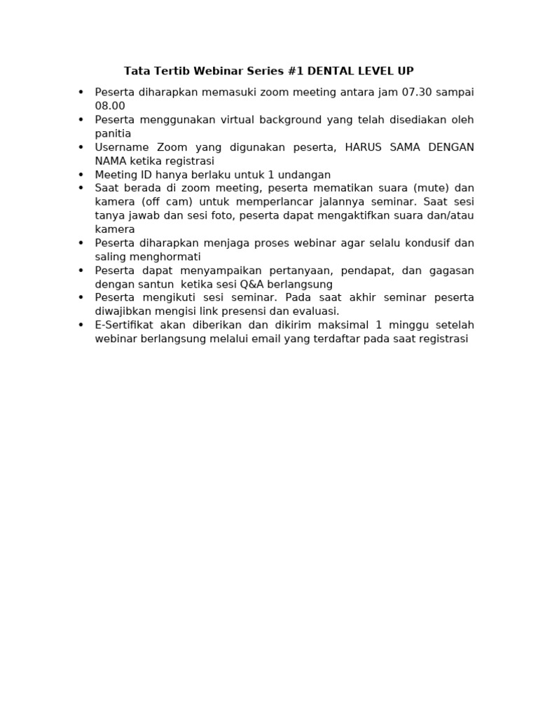 Tata Tertib Webinar Series#1 | PDF