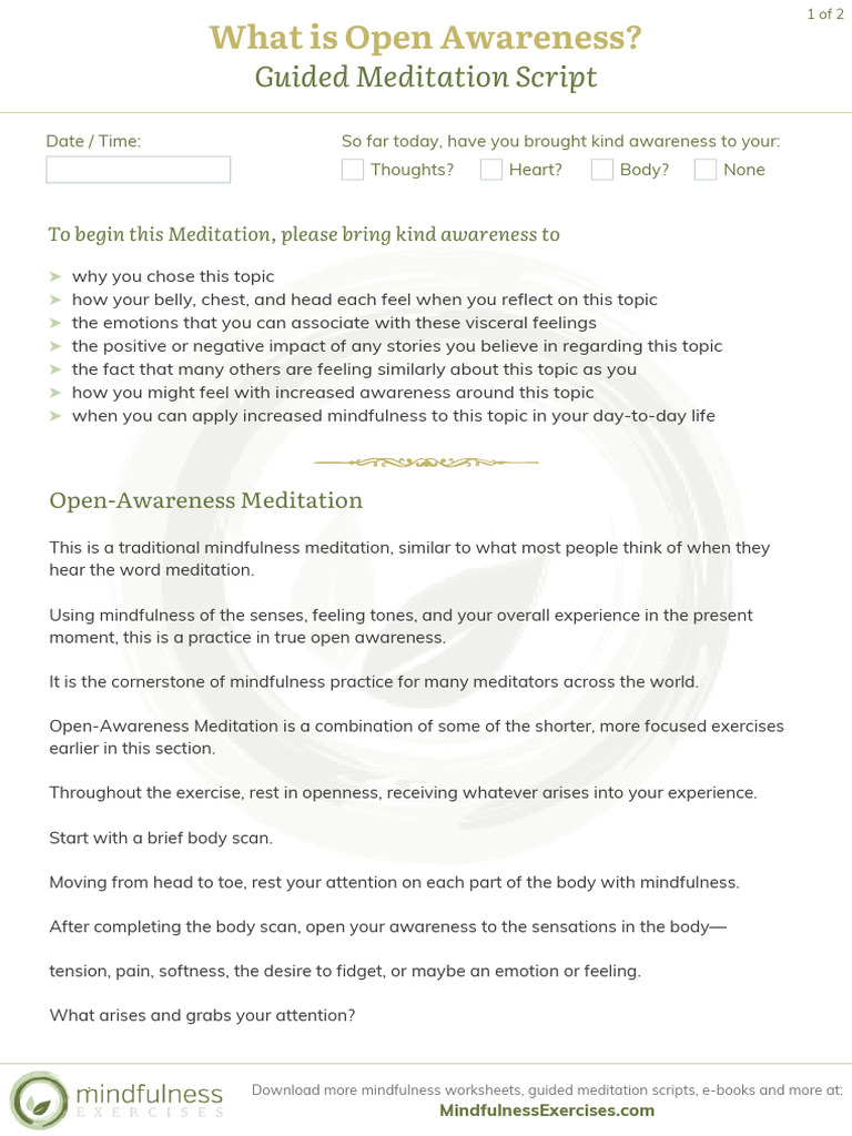 Open-Awareness Meditation Guide | PDF | Mindfulness | Meditation