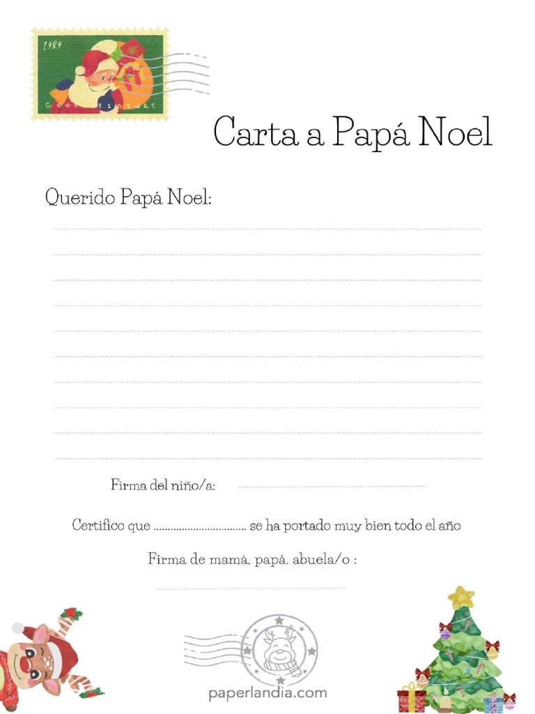 Carta Papa Noel Con Certificado y Estampilla | PDF