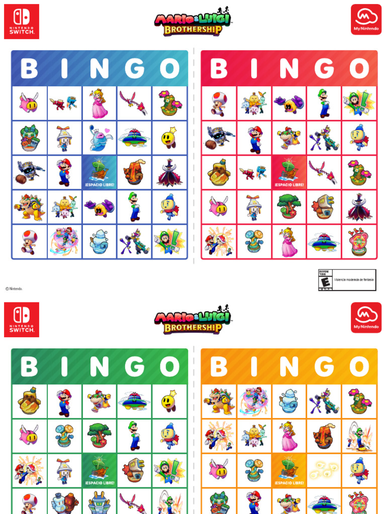 MyNintendo MarioAndLuigiBrothership Actividad de Bingo | PDF ...