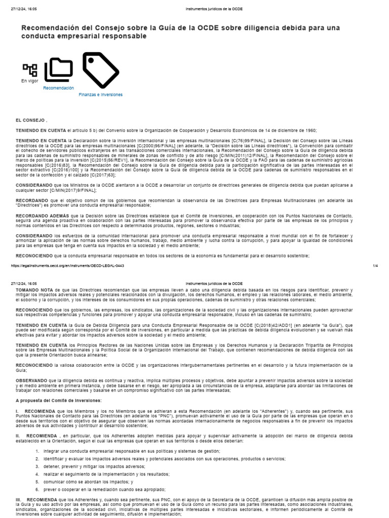 OCDE-Recomendaciones del Consejo sobre la Guia de la OCDE sobre ...