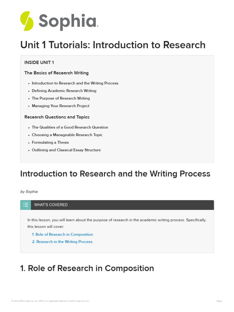 Unit 1 Tutorials Introduction To Research | PDF | Essays | Thesis