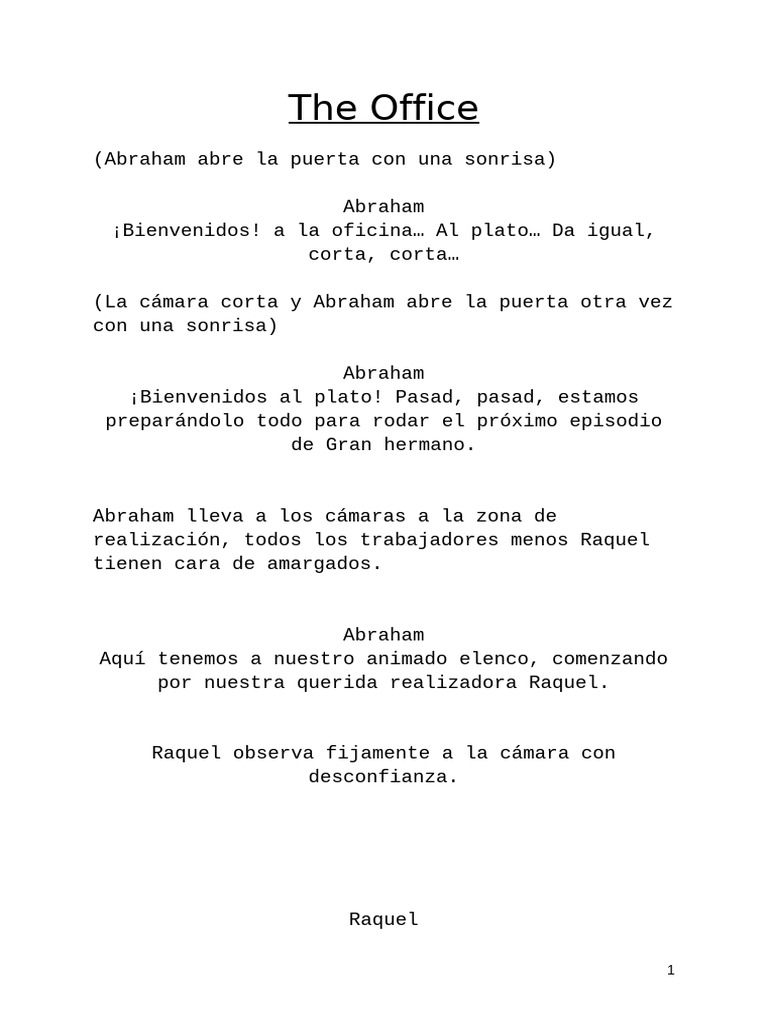 Guion The Office - en Español | PDF | Rachel