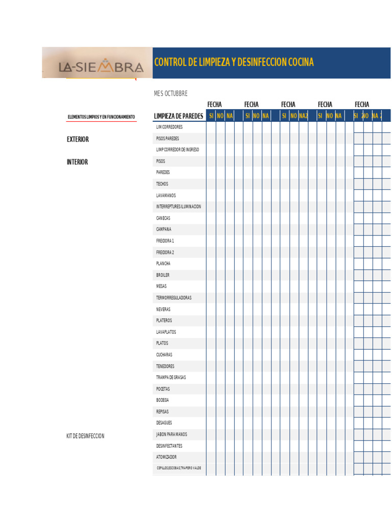 Planilla Word Aseo | PDF