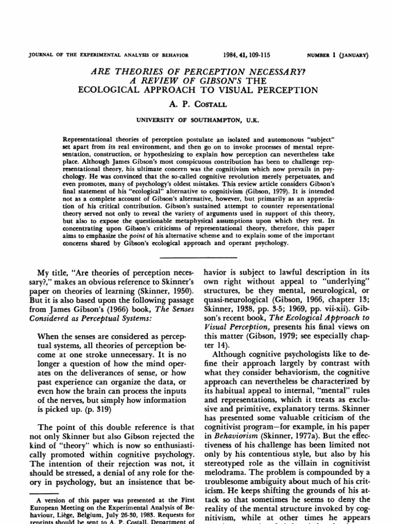 James Gibson | Perception | Psychology & Cognitive Science