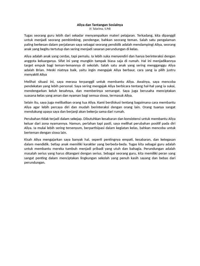 Aliya Dan Tantangan Sosialnya | PDF