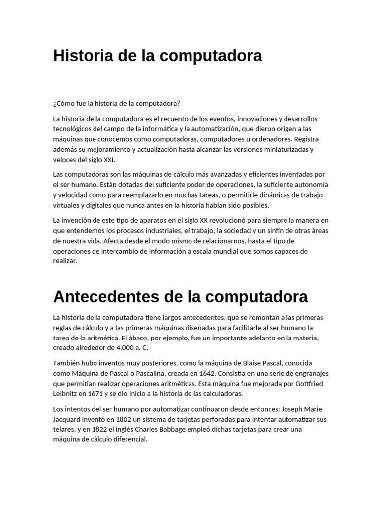 Evolución de la Computadora: Historia Clave | PDF | Ciencias de la ...