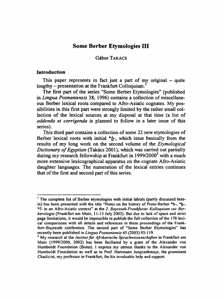New Berber Etymologies with *b- | PDF | Lexicology | Linguistics