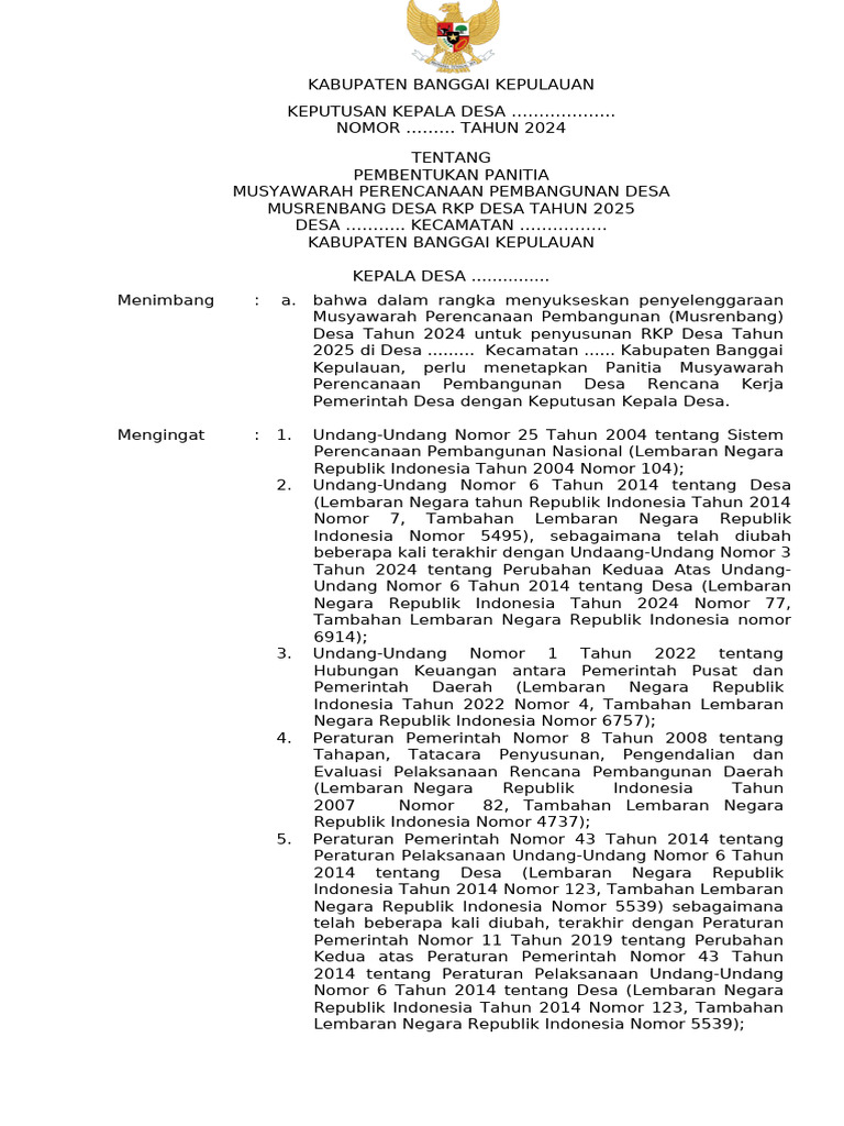 SK Panitia Murenbang RKPDesa 2025 Ok | PDF