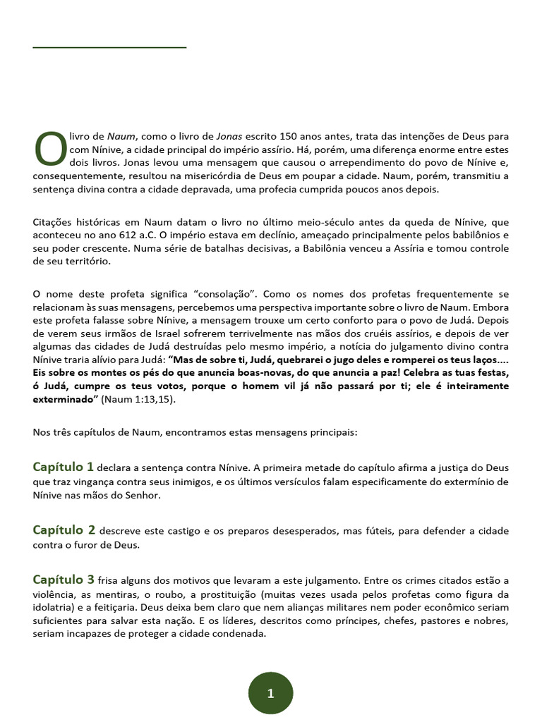 01 e 02 Profeta Naum 2024-1 | PDF | Reino de Judá | Jonas