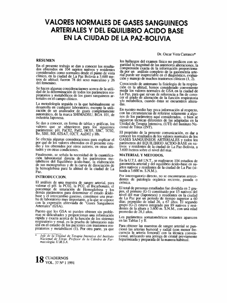 Valores Normales de Gases Sanguineos Arteriales y Del Equilibrio 18 27 ...
