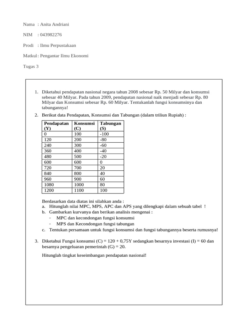 Tugas 3 Pengantar Ilmu Ekonomi | PDF