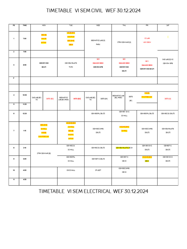 30.12.2024 VI SEM Time table.docx_20241229_191544_0000 | PDF