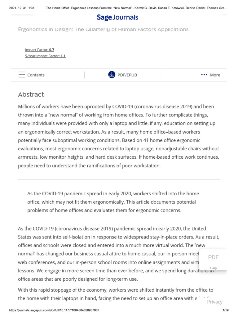 The Home Office_ Ergonomic Lessons From the “New Normal” - Kermit G ...