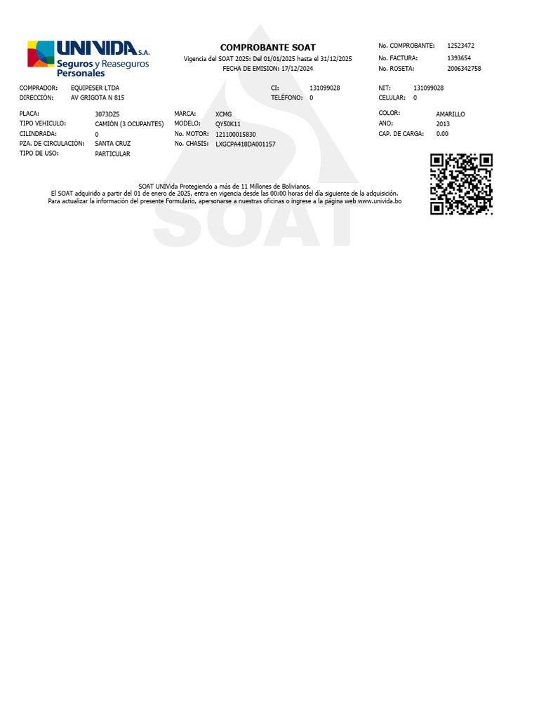 Soat - 3037-Dzs Gestion 2025 | PDF