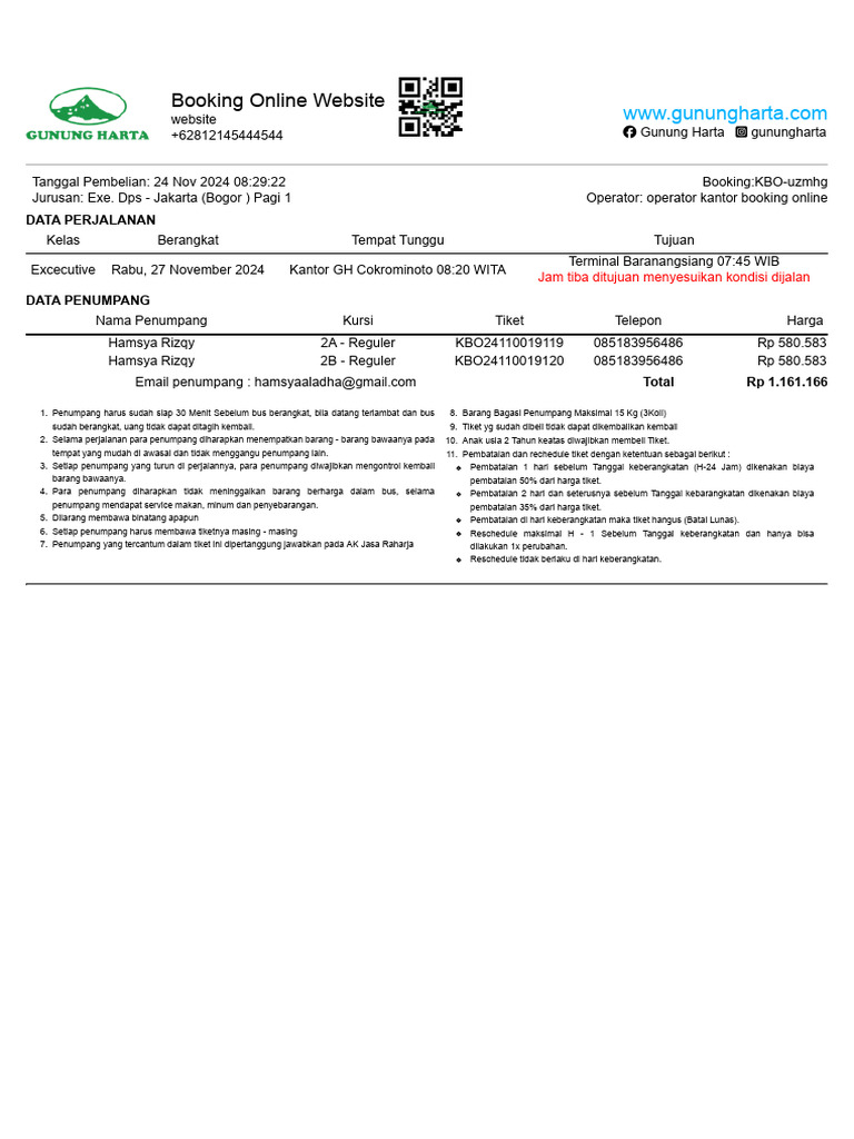 Tiket Gunung Harta | PDF