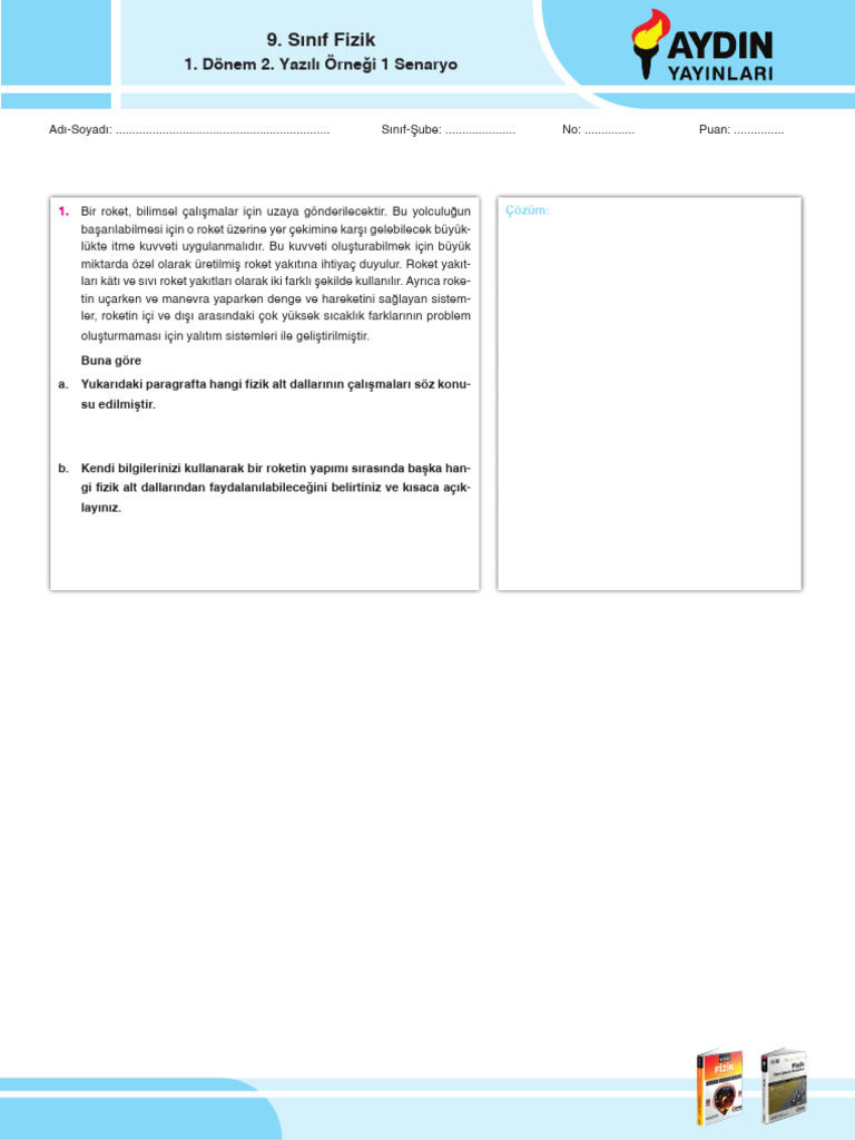 9 Sinif 1 Dönem 2 Yazili 1 Örnegi | PDF