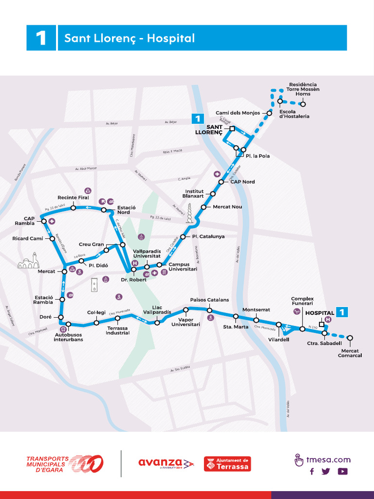 Planol Bus Terrassa Linia 1 | PDF