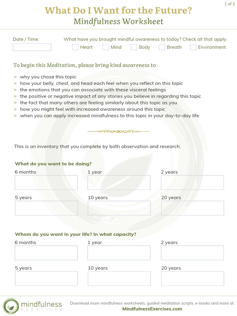 What Do I Want For The Future | PDF | Mindfulness | Meditation