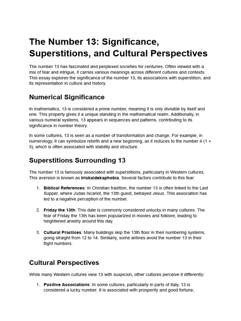 Significance and Superstitions of 13 | PDF | Numbers | Superstitions