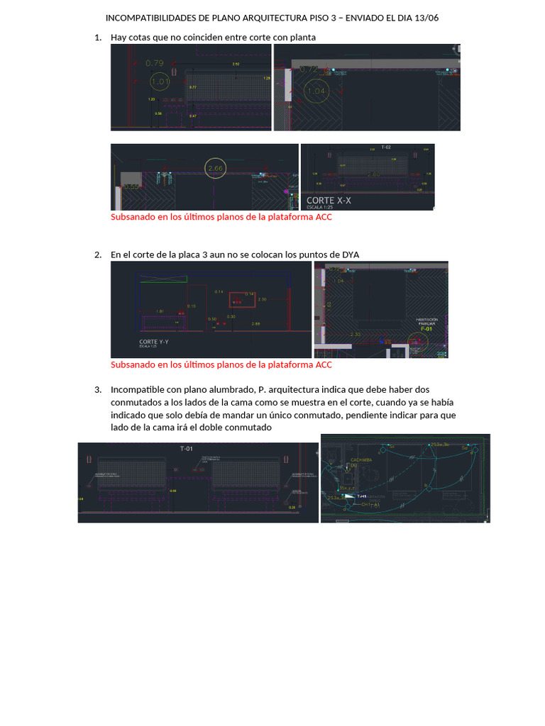 INCOMPATIBILIDADES DE PLANO ARQUITECTURA PISO 3 Rpta | PDF