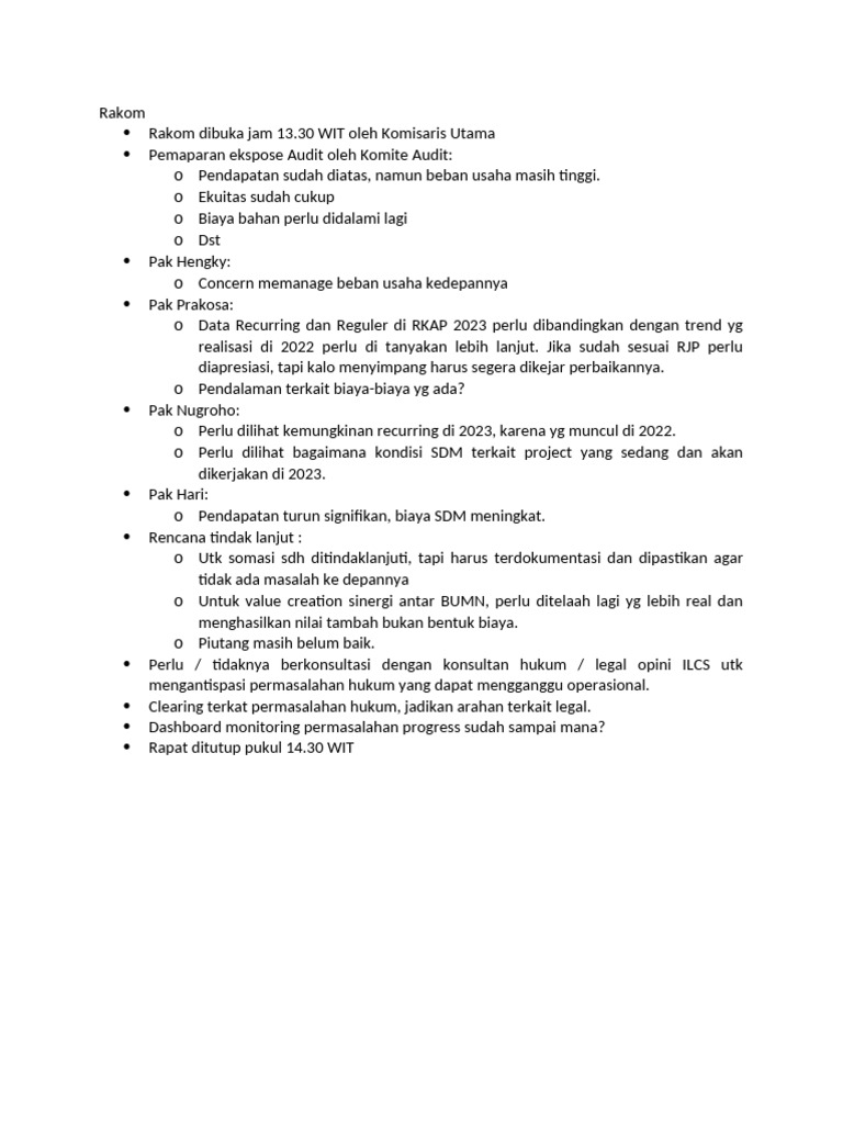 Catatan Notulen Rapat | PDF