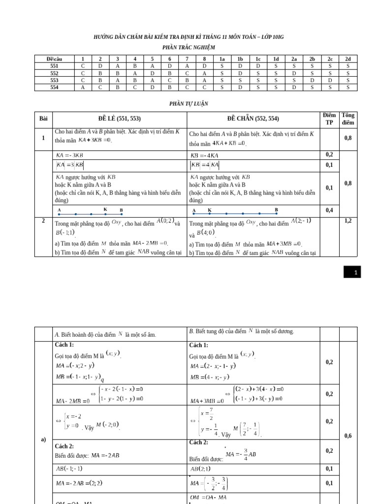 HƯỚNG DẪN CHẤM BÀI KTDK | PDF