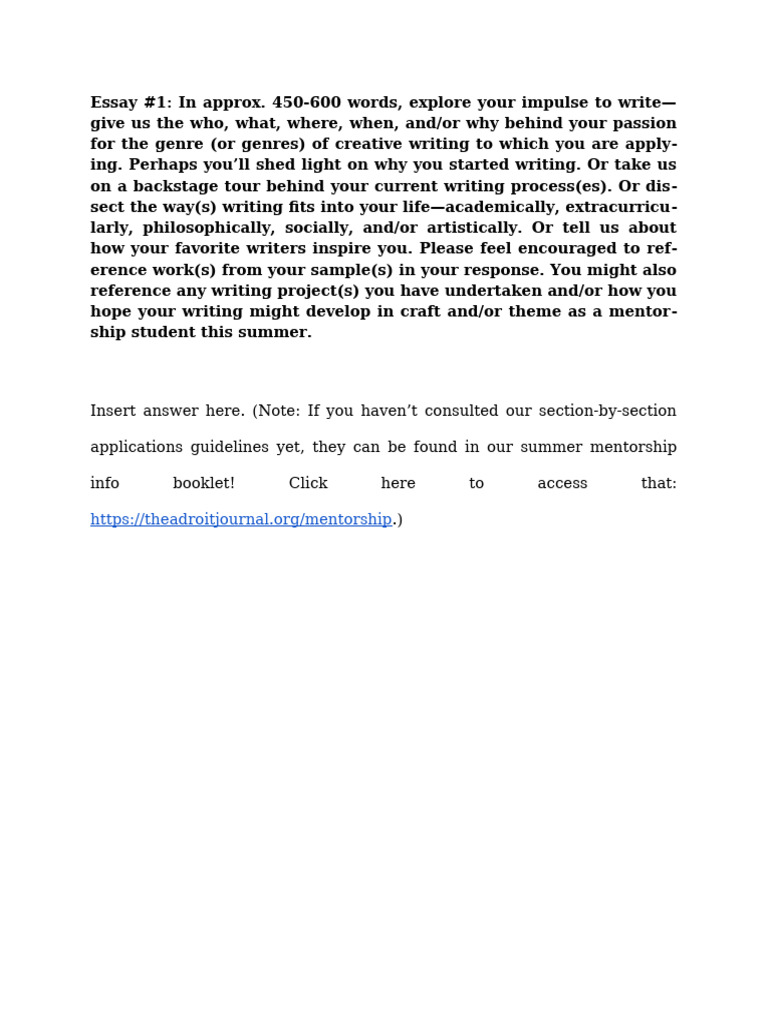 Adroit Mentorship Application Template | PDF | Mentorship | Writing