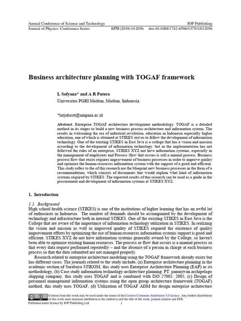 Business architecture planning with TOGAF framework | PDF | Business ...