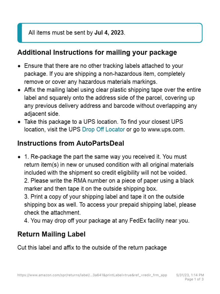 Online Return Center | PDF | United Parcel Service | United States ...