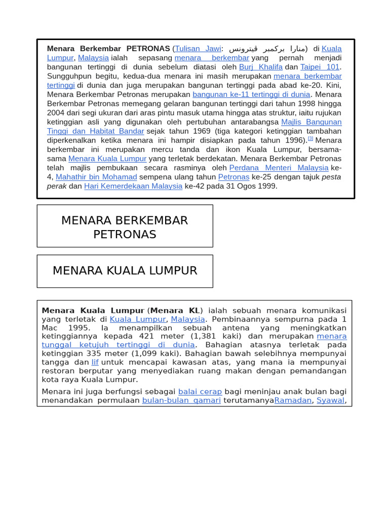 Menara Berkembar PETRONAS | PDF