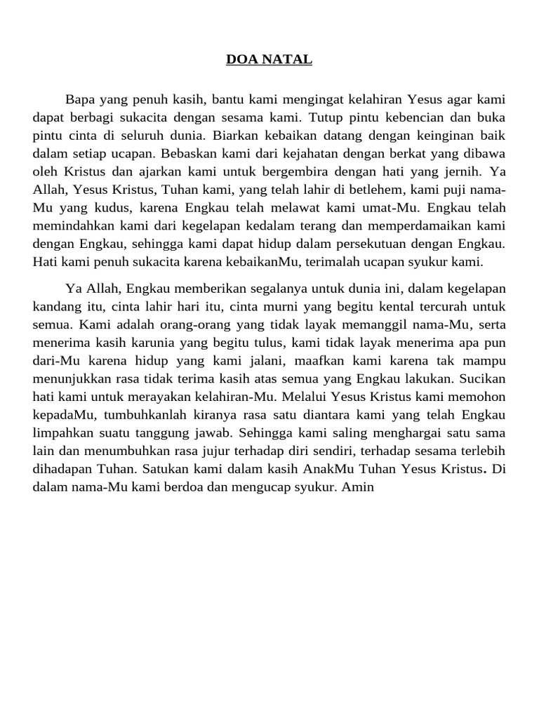 Doa dan Puisi Natal Kelahiran Yesus | PDF