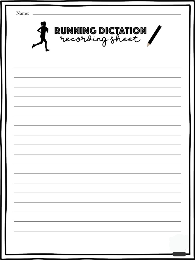 Running Dictation Recording Sheet | PDF